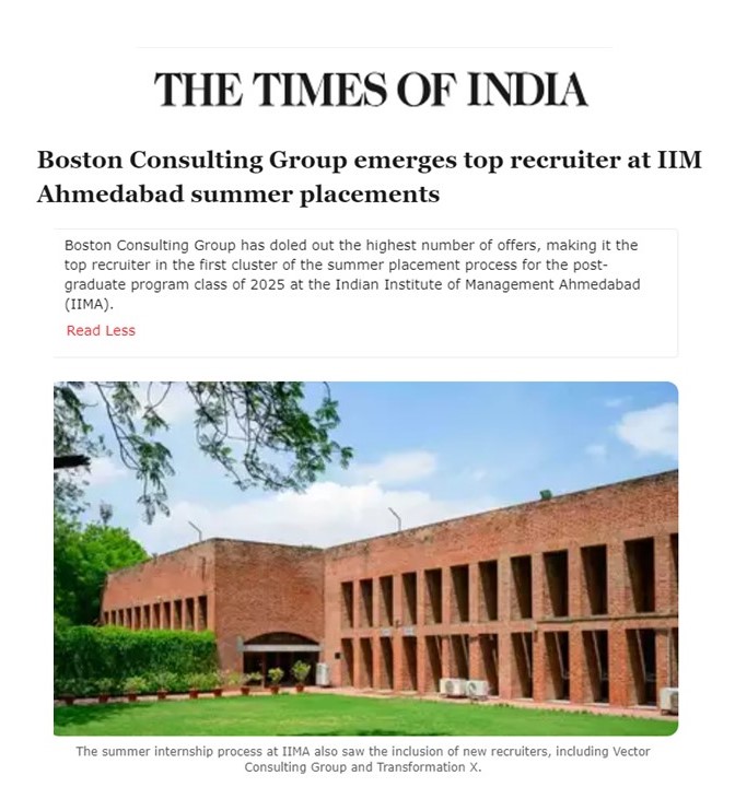 Boston Consulting Group emerges top recruiter at IIM Ahmedabad summer placements | IIMA